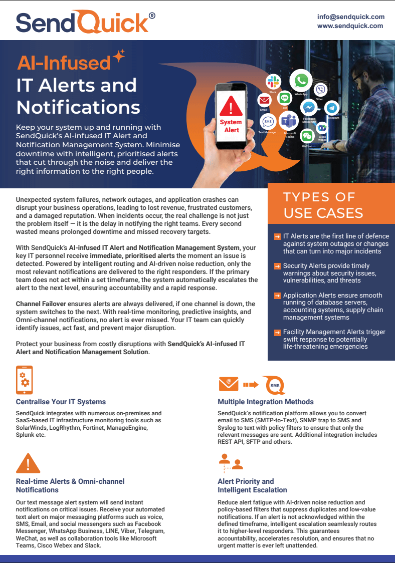 SendQuick IT Alerts and Notifications Solution Sheet